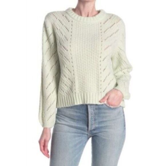 Elodie | Sweaters | Elodie Sweater Crew Neck Pointelle Pullover Sage Green Oversized Womens S ...